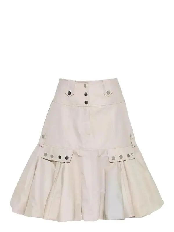 Rokh Puff-hem Mini Skirt With Button Embellishments - Neutrals