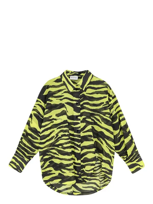 Attico Zebra Print Long Sleeve Shirt - Yellow