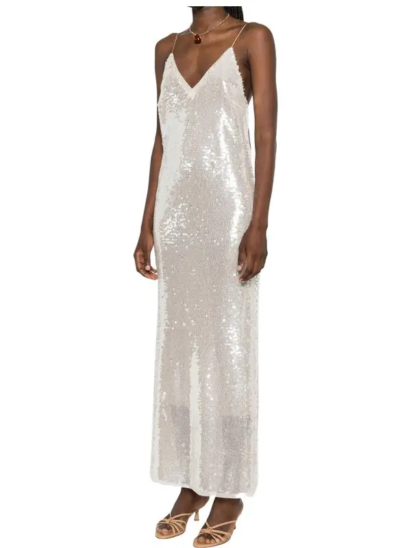 FORTE_FORTE Sequin Embellished Maxi Dress - White