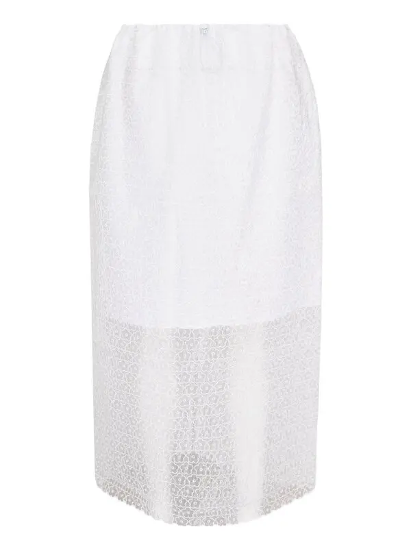 Cecilie Bahnsen Elastic Belted Midi Skirt - White