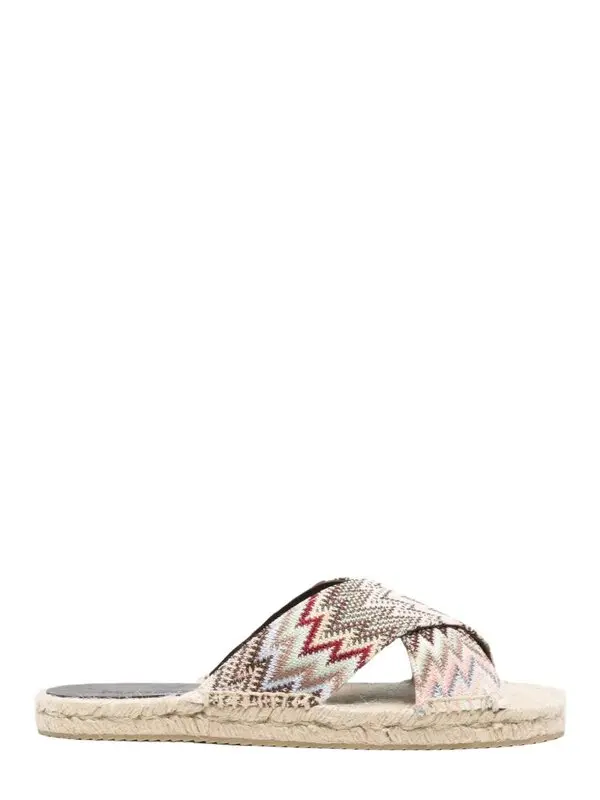 Missoni Criss-cross Espadrille Slides - Nude