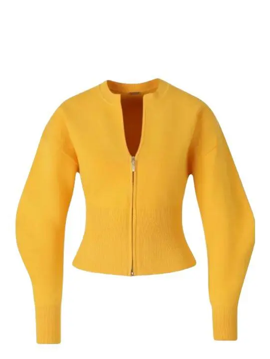 Cult Gaia Zip-fastening Rib Knit Cardigan - Yellow