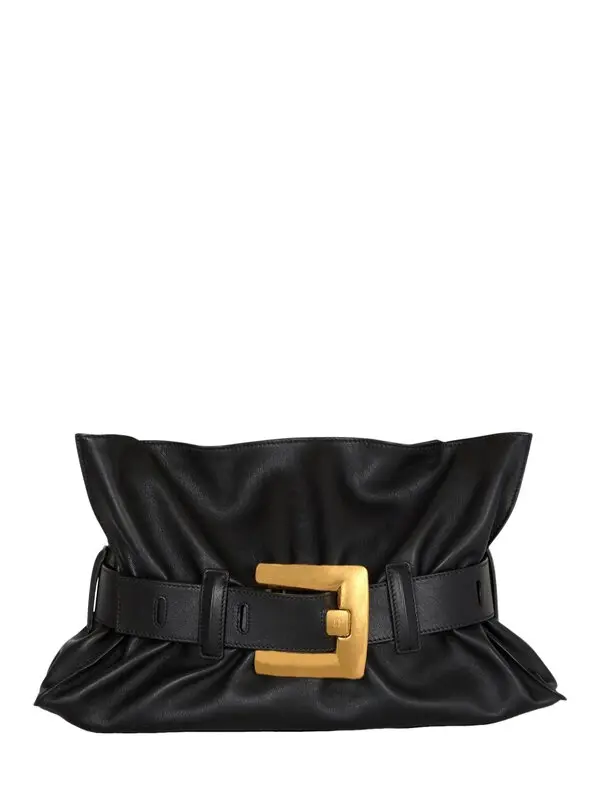Balmain Calfskin Anthem Medium Bag - Black