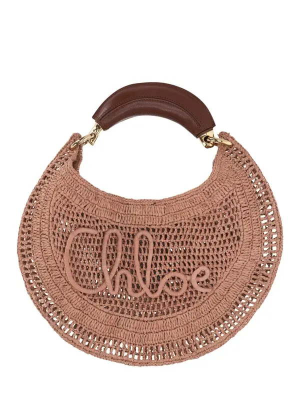 Chloé Woven Handbag With Logo - Brown