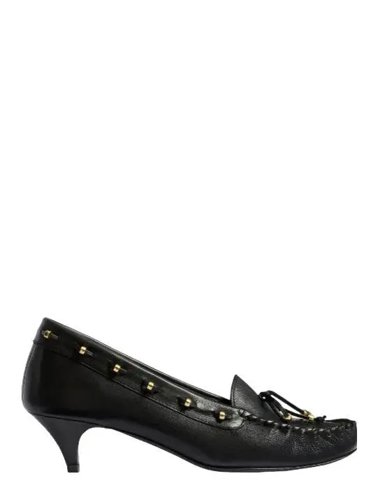 Khaite Round Toe Low Heel Leather Pumps - Black