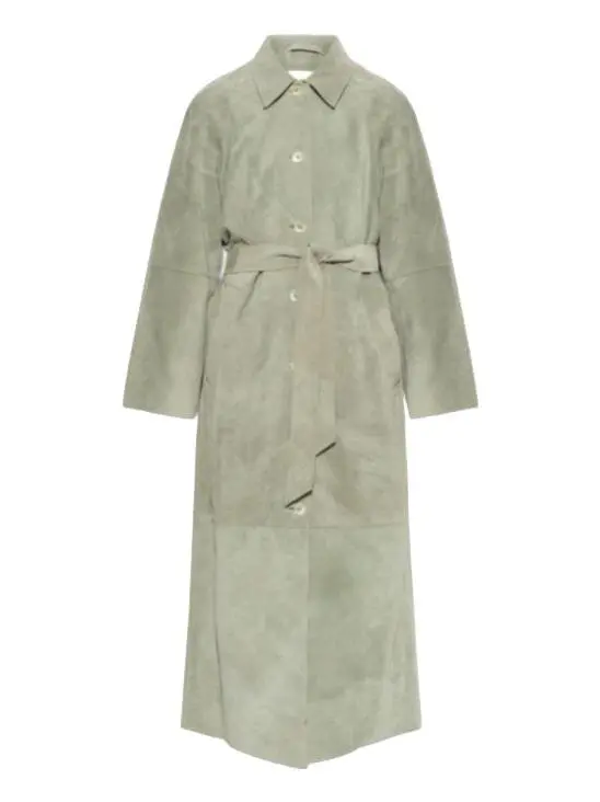 SAMSOE SAMSOE Samsøe Samsøe Belted Suede Coat - Etherealgreen