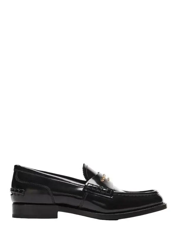 Alexander Wang Carter Loafers With Gold Logo Detail - Black
