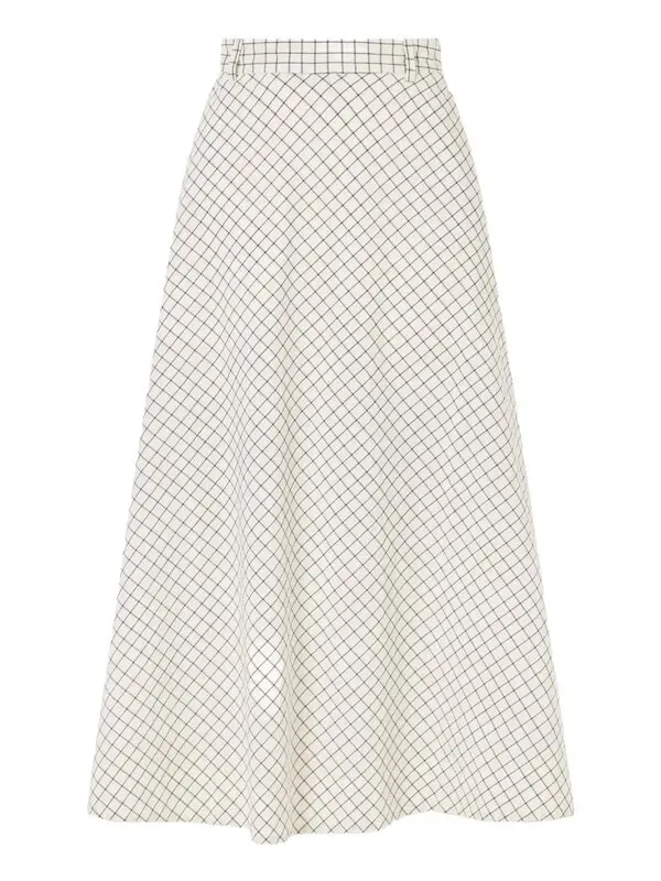 RÓHE Alrina" Plaid Midi Skirt - White