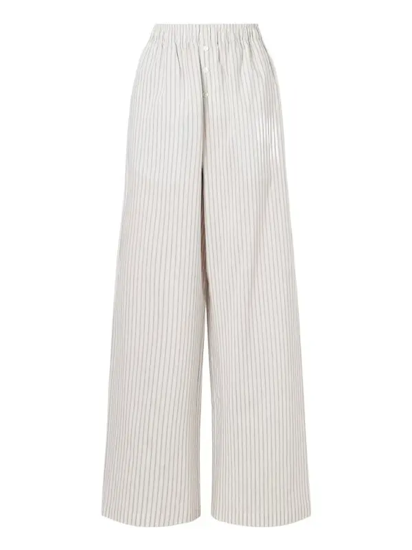 RÓHE Striped Wide-leg Trousers - White