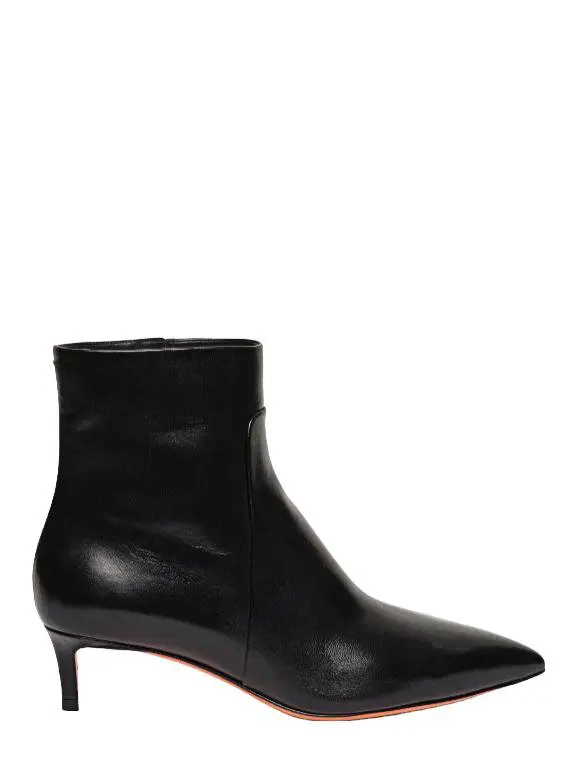 Santoni Pointed Toe Low Heel Boots - Black