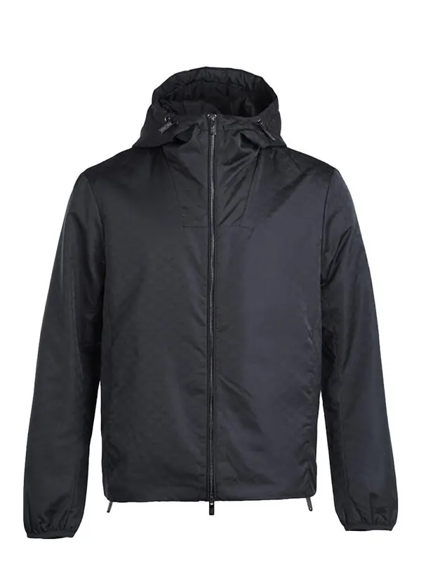 Emporio Armani Hooded Jacket With Logo Detail - Black
