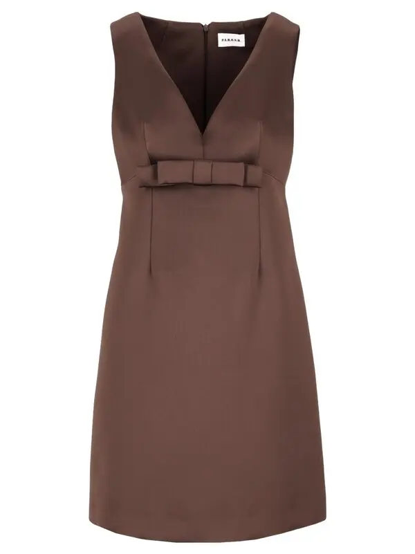 P.a.r.o.s.h V-neck Bow Detail Dress - Brown