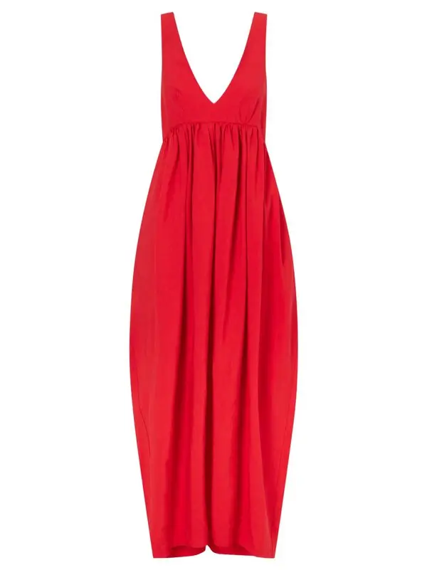 RÓHE Dazu' V-neck Linen Blend Maxi Dress - Red