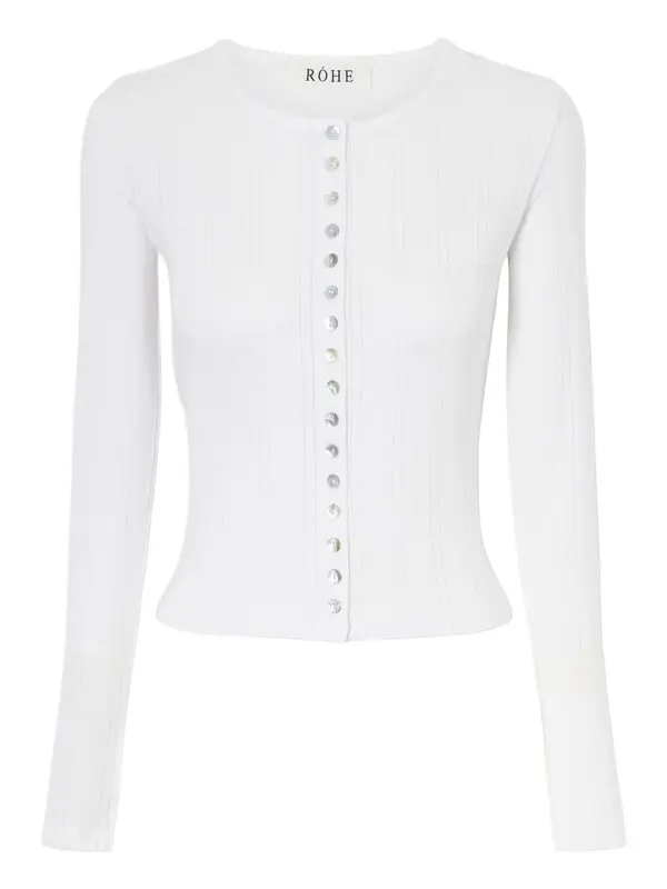 RÓHE Openwork Knit Cardigan - White