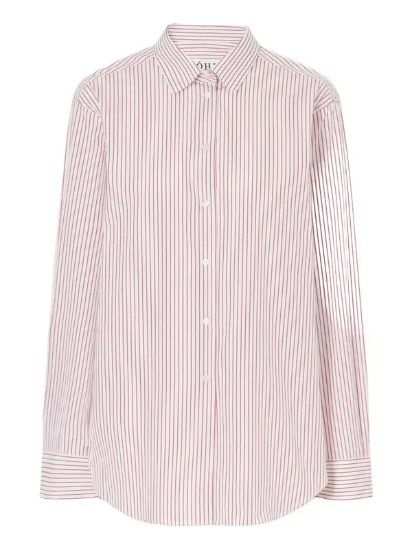RÓHE Striped Cotton Poplin Shirt - Pink