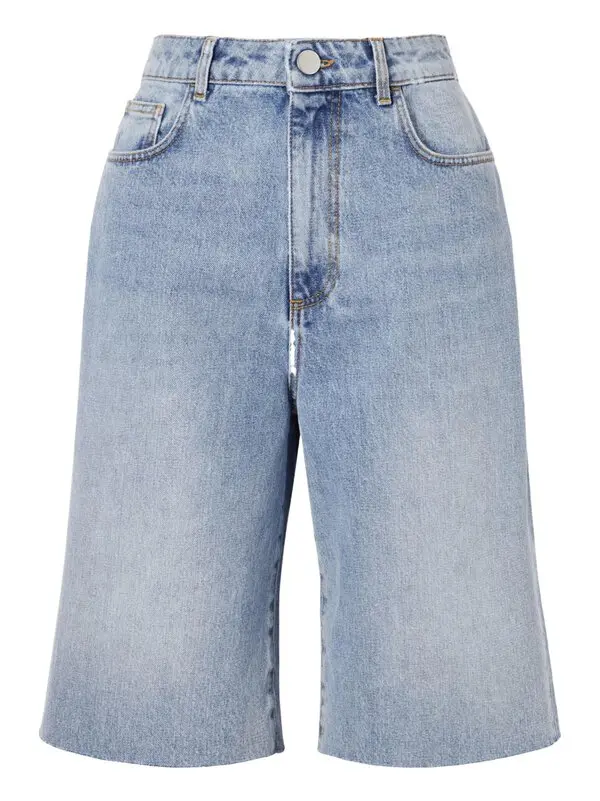 RÓHE Belted Denim Shorts - Blue
