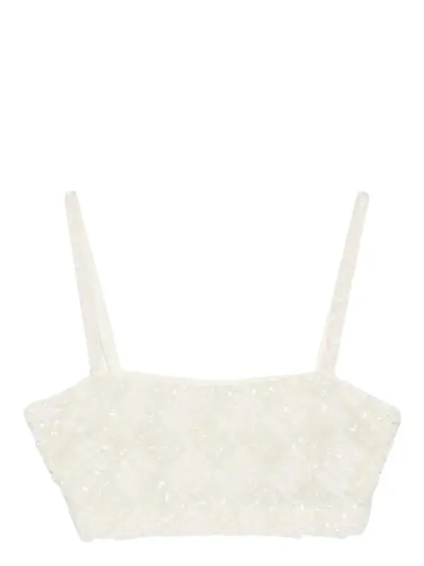 P.a.r.o.s.h Geometric Sequin Embellished Top - White