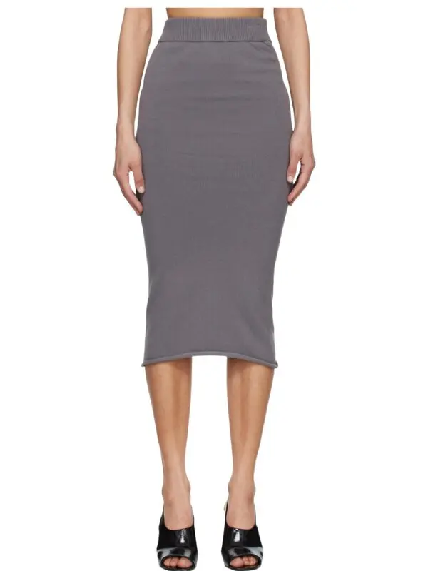 ENTIRE STUDIOS Ribbed Knit Midi Skirt - Gray