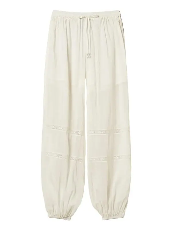 TWINSET Lace-insert Muslin Trousers - White