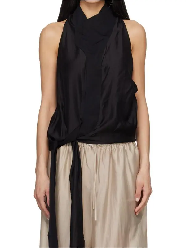 ENTIRE STUDIOS Sleeveless Tie Neck Top - Casual Black