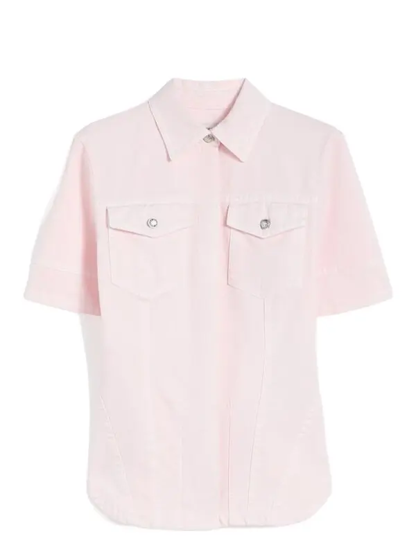 Sportmax Slim-fit Bull Denim Shirt With Feminine Pattern - Pink