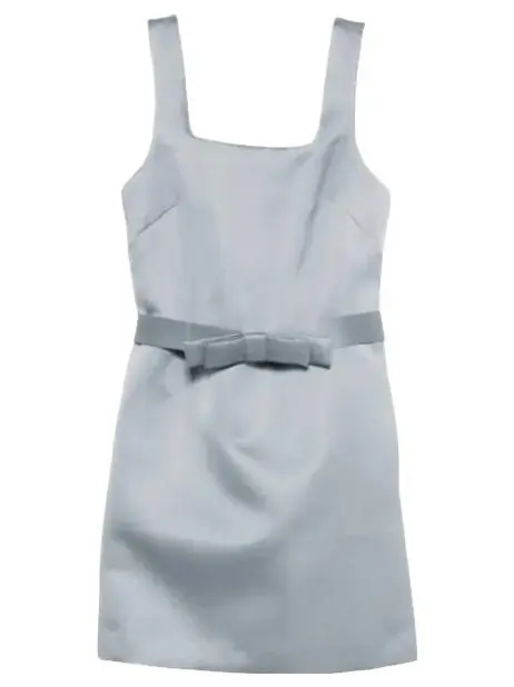 P.a.r.o.s.h Square Neck Bow Detail Dress - Powder Blue
