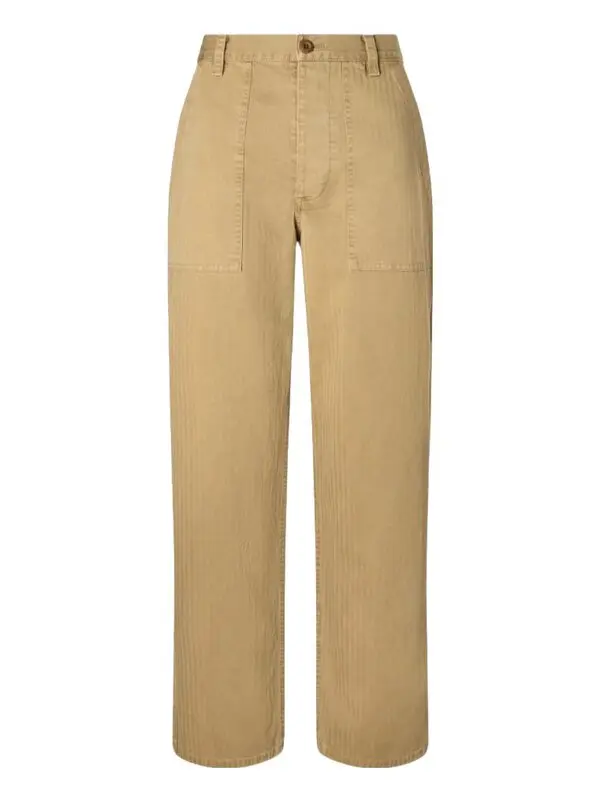 NILI LOTAN Earl Herringbone Cotton Straight-leg Pants - Nude