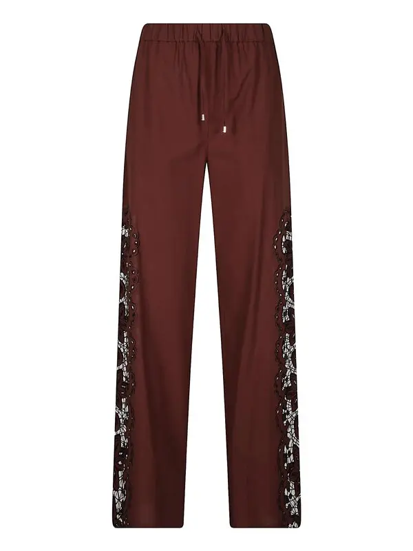 Patrizia Pepe Lace-insert Drawstring Trousers - Brown