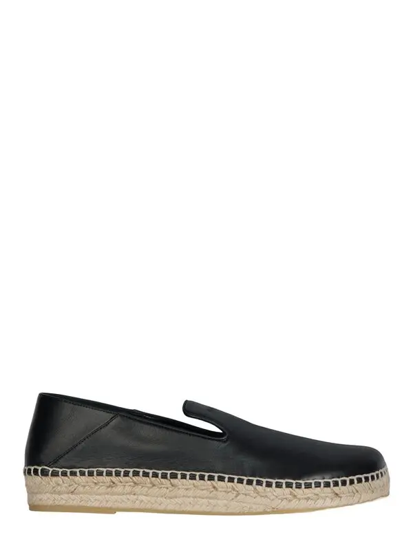 Balmain Paris Smooth Leather Espadrilles With Collapsible Heel - Black