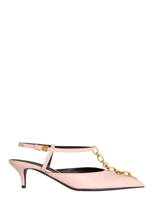 Balmain Leather Sync Chain Slingbacks - Pink