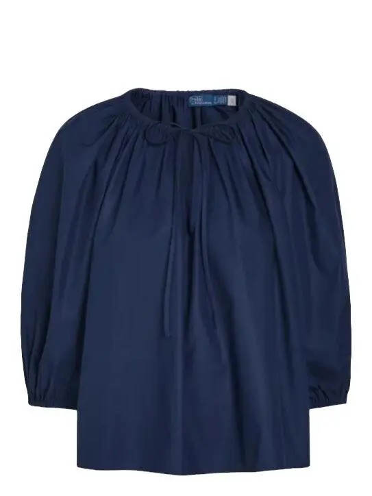 Polo Ralph Lauren Tie-detailed Long-sleeve Blouse - Blue