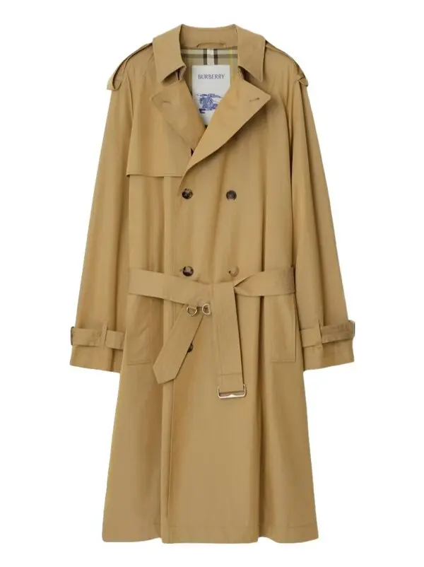 Burberry Double Breasted Belted Trench Coat - Wheat-colored