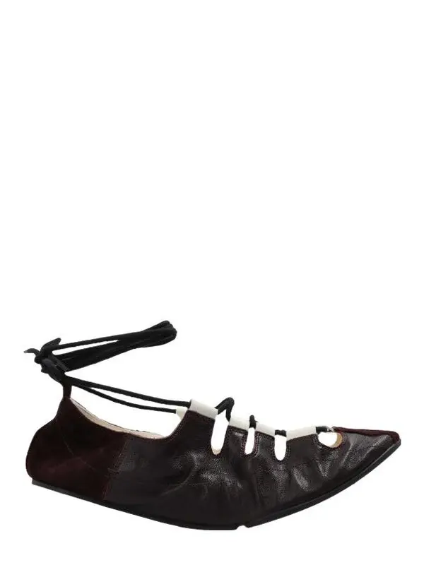 Alaïa Lace-up Ballerina Flats - Wine Red