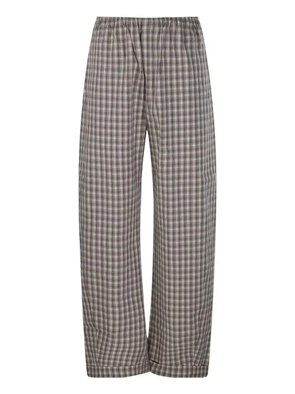 Nanushka Yayoi Gingham Wide-leg Pants - Gray