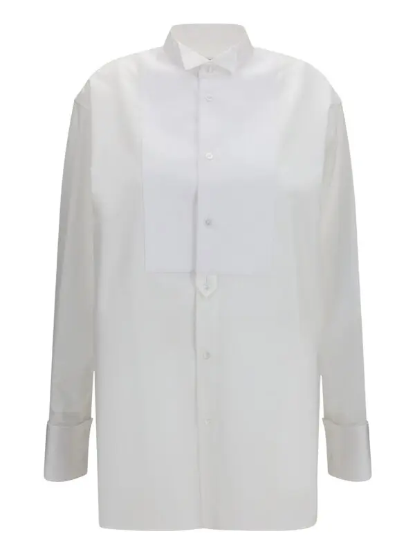 Saint Laurent Pleated Bib Tuxedo Shirt - White