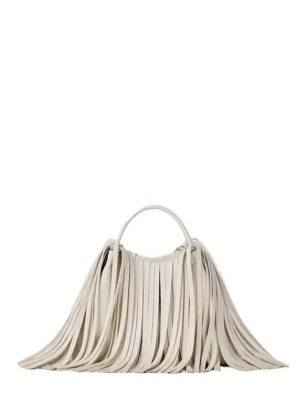 Givenchy Nano Facet Bucket Bag In Leather With Fringes - Cream