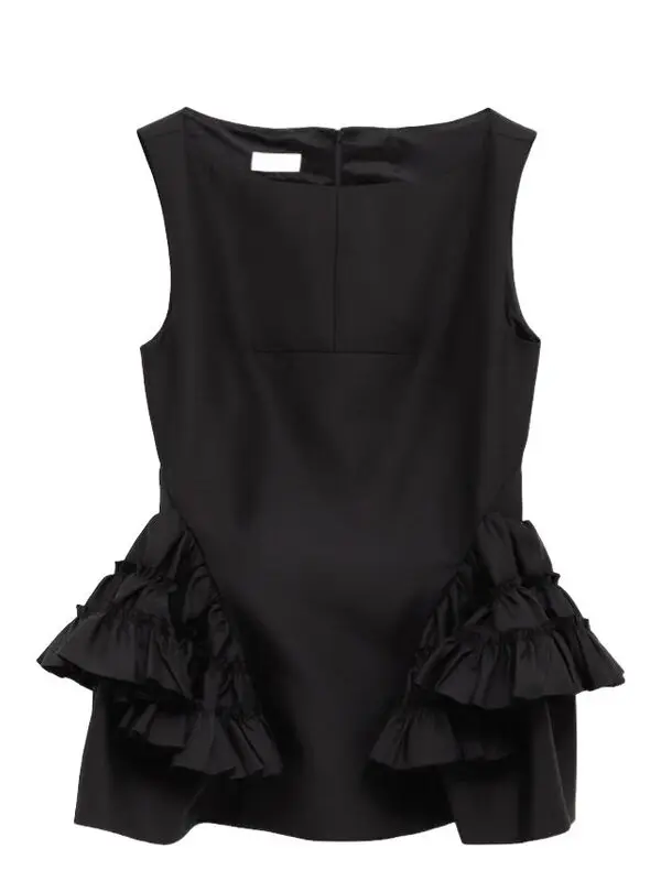 Dries Van Noten Sleeveless Ruffled Top - Black