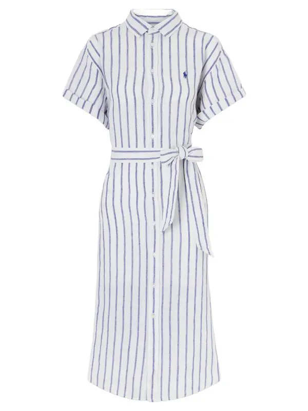 Polo Ralph Lauren Striped Linen Shirt Dress - White