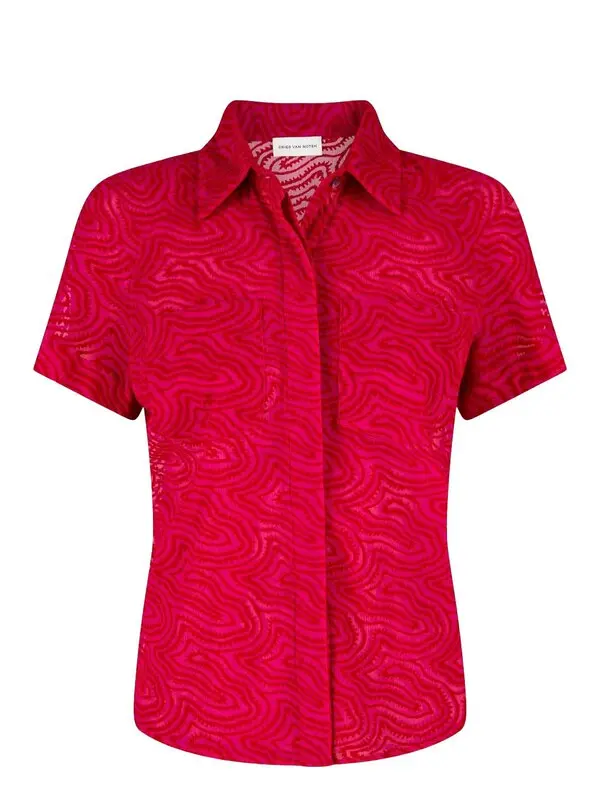 Dries Van Noten Printed Short Sleeved Shirt - Red