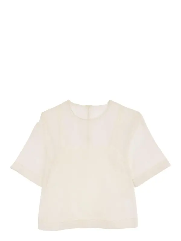 Ami Sheer Short Sleeve Top - White Cream