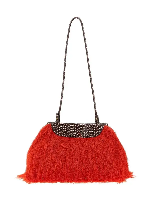 Dries Van Noten Fringed Clutch Bag With Chain Strap - Red