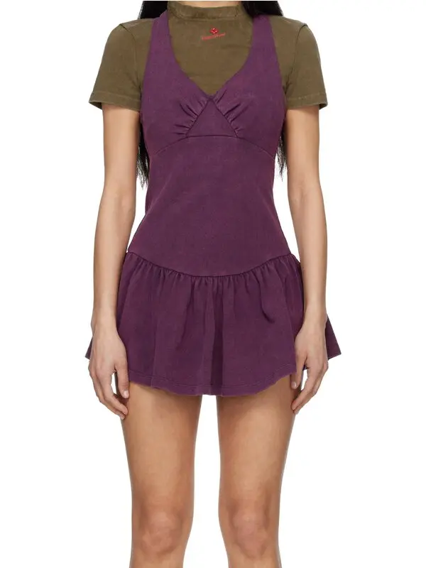SHUSHU/TONG Cotton Jersey Minidress With Gathered Details - Brown