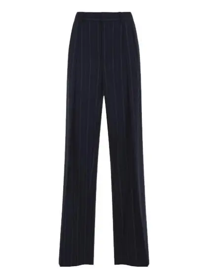 Polo Ralph Lauren Jody Wide Leg Pinstriped Trousers - Navy