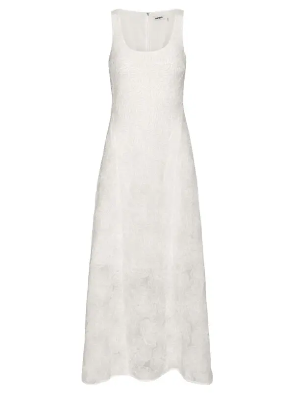 ROTATE BY BIRGER CHRISTENSEN Mesh Maxi Dress With Floral Texture - Egret