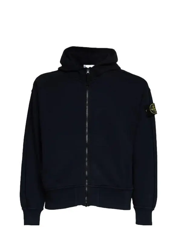 Stone Island Oversized Fit Zip-up Hooded Sweatshirt - Blue