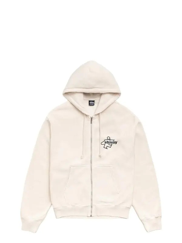 StÜssy Logo Zip-up Hoodie - Bone-white