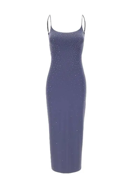 MC2 SAINT BARTH Evy Rhinestone Midi Dress - Blue