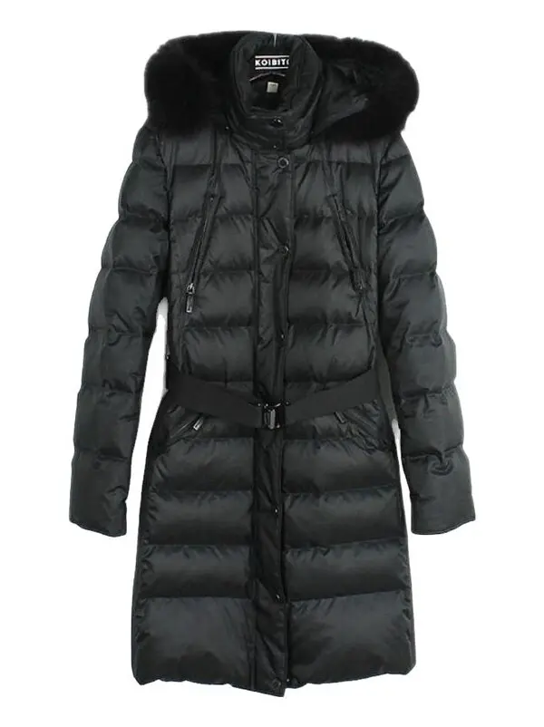Burberry Long Padded Down Jacket With Fur Hood - Black