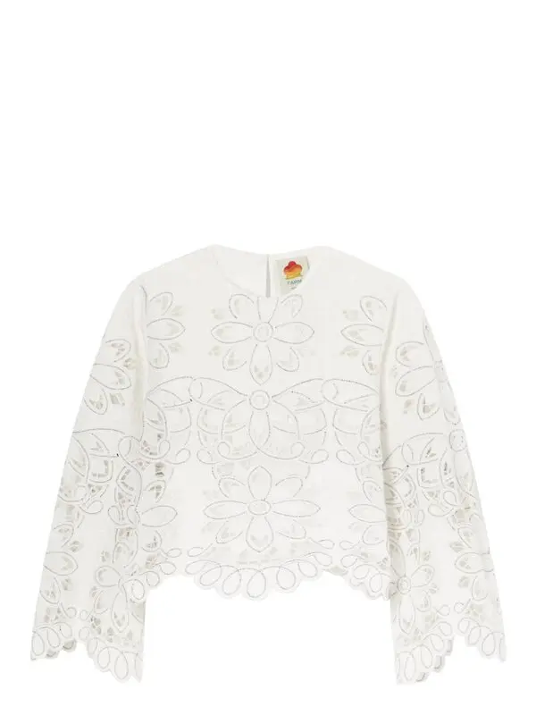 Farm Rio Embroidered Cotton Shirt - Off White