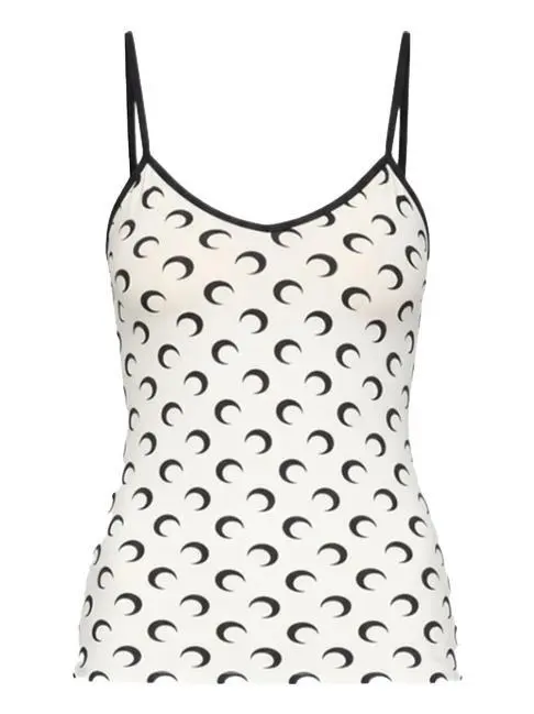 MARINE SERRE Moon Print Sleeveless Tank Top - Black, White